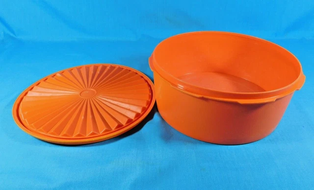 VINTAGE ORANGE 1980'S Tupperware Round Storage Container With Lid 1204 ...