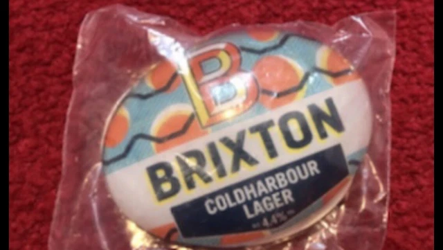 BRIXTON BREWERY SESSION IPA Beer Pump Badge. Font, Lens, T-Bar, Lager ...