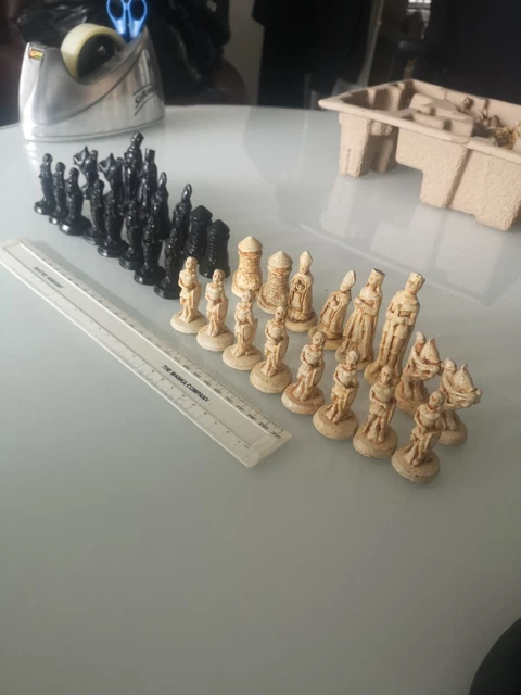 VINTAGE CERAMIC PLASTER Chess Set Pieces Full Set. Nice. £10.50 ...