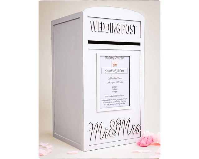 PERSONALISED LOCKABLE WHITE Wedding Card Post Box - Mr & Mrs Wedding ...