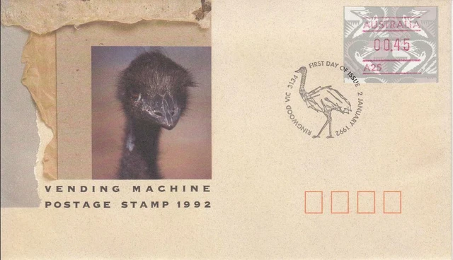 AUSTRALIA FIRST DAY Cover FDC - 1992 Vending Machine Postage Stamp ...