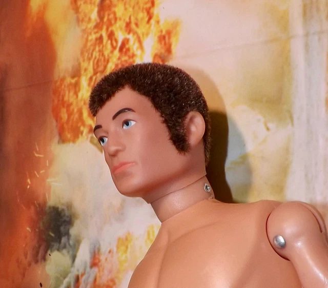 VINTAGE ACTION MAN 40th Flocked Fuzzy Brown Hair Sideburns With ...