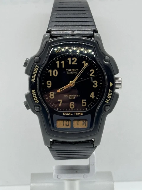 CASIO AW-24 MODULE 2318 Quartz Auto Calendar Dual Time Vintage Wrist ...