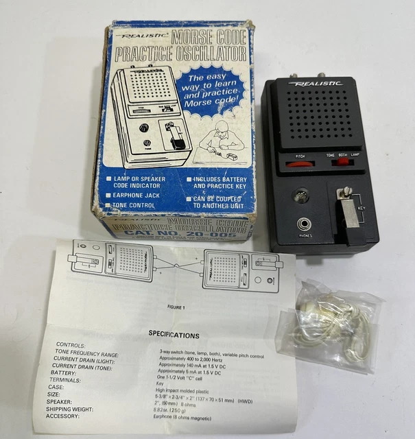 REALISTIC MORSE CODE Practice Oscillator Vintage Telegraph Key Box ...