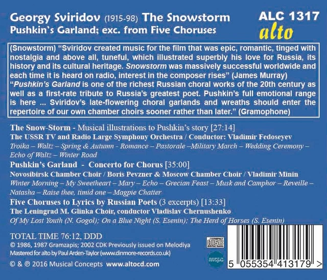 VLADIMIR MININ SVIRIDOV: The Snowstorm - Pushkin's Garland (CD) (UK ...