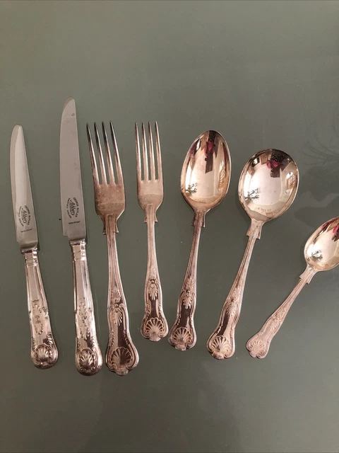VINTAGE GEORGE BUTLER Silver Plated Kings Ashberry 7 pcs cutlery set ...