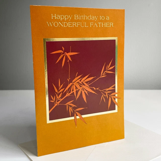 VINTAGE RUST CRAFT HAPPY BIRTHDAY Card, FOR FATHER, Leaves Orange Gold ...
