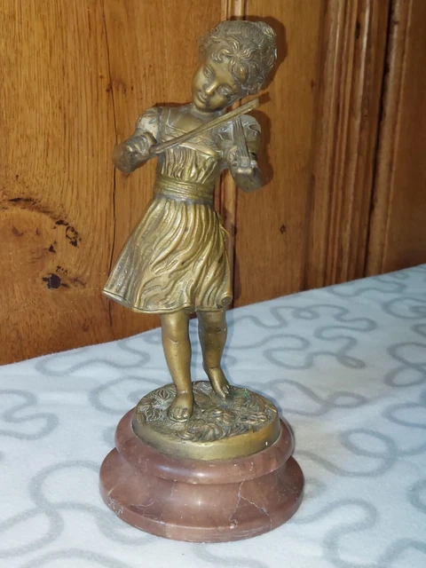 ANCIENNE STATUETTE EN Bronze Xixème - Fillette Musicienne EUR 65,00 ...