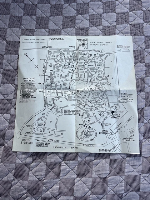 VINTAGE MAP OF Forest Hill Cemetery Jamacia Plain MA $33.72 - PicClick CA