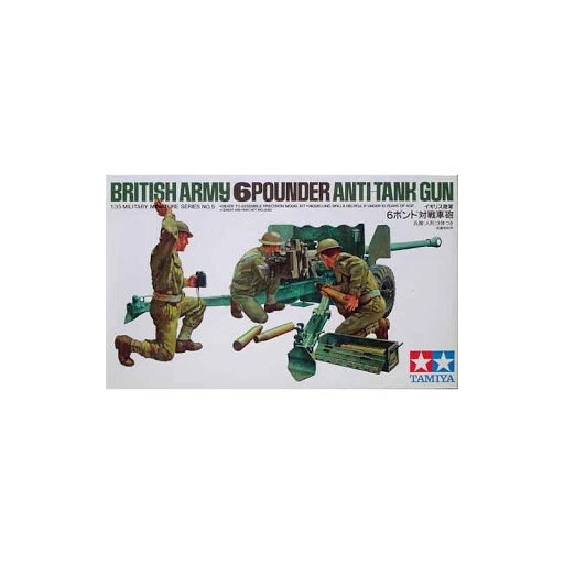 TAMIYA 1:35 BRITISH Army Soldiers Kit 6 Pounder Anti Tank Gun Art 35005 ...