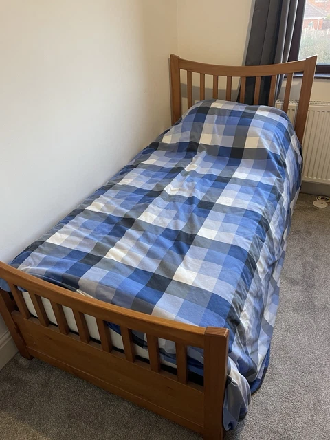 SOLID WOOD SINGLE Bed Frame With Mattress £47.50 - PicClick UK