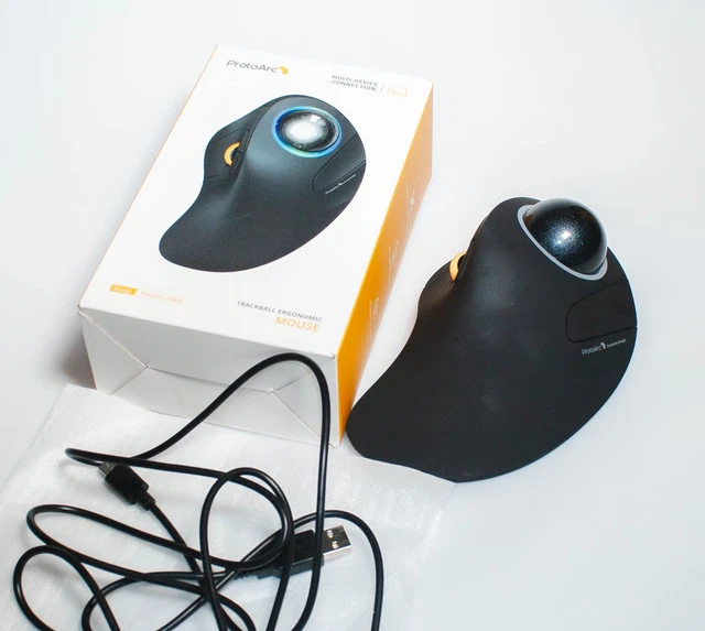 PROTOARC EM03 TRACKBALL mouse wireless Bluetooth RGB comando a dita ...