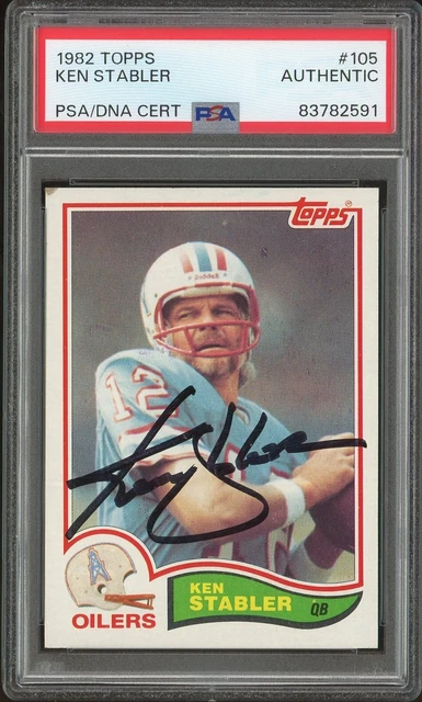 CARTE AUTOGRAPHE KEN Stabler signée 1982 Topps #105 PSA/DNA Oilers HOF ...