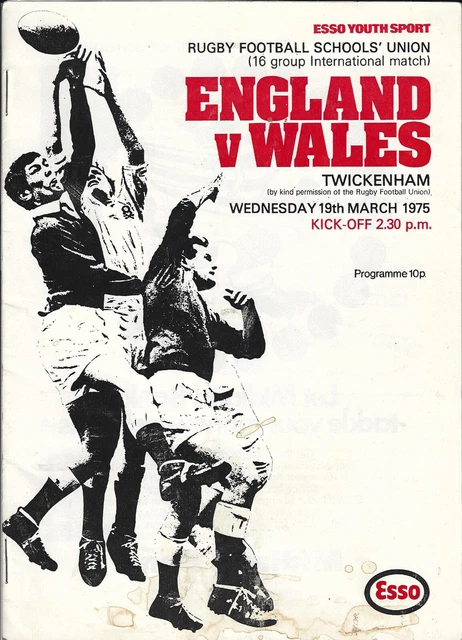 ENGLAND V WALES Schools Under 16, 19 Mar 1975 Twickenham RUGBY ...
