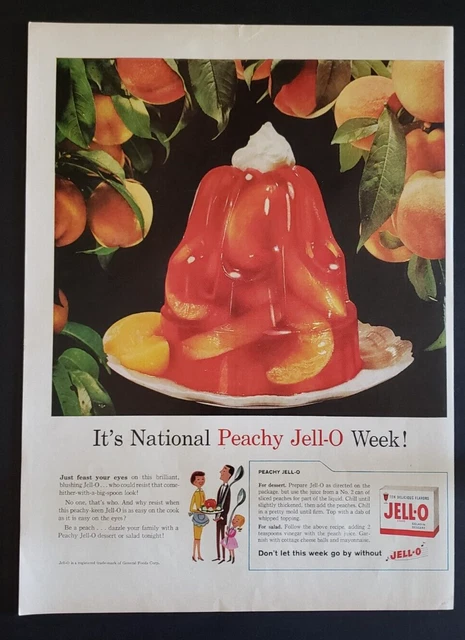 1959 JELL-O PEACHY It's National Peachy Jell-O Week Recipe Print Ad £15 ...