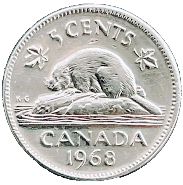 1968 CANADA COIN 5 Cents Canadian Coins ABOUT UNCIRCULATED EXACT SHOWN ...