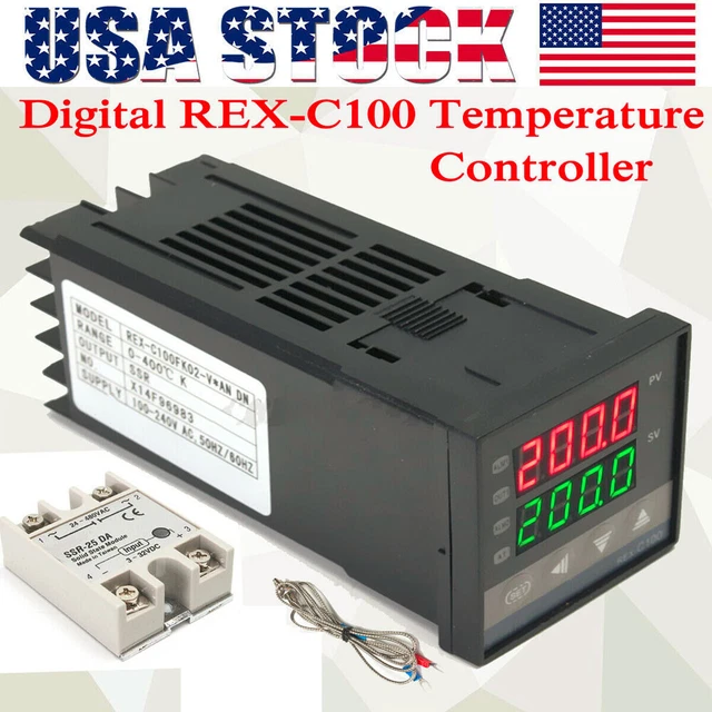 DIGITAL PID REX-C100 Temperature Controller Kit+K Thermocouple+Max.40A ...