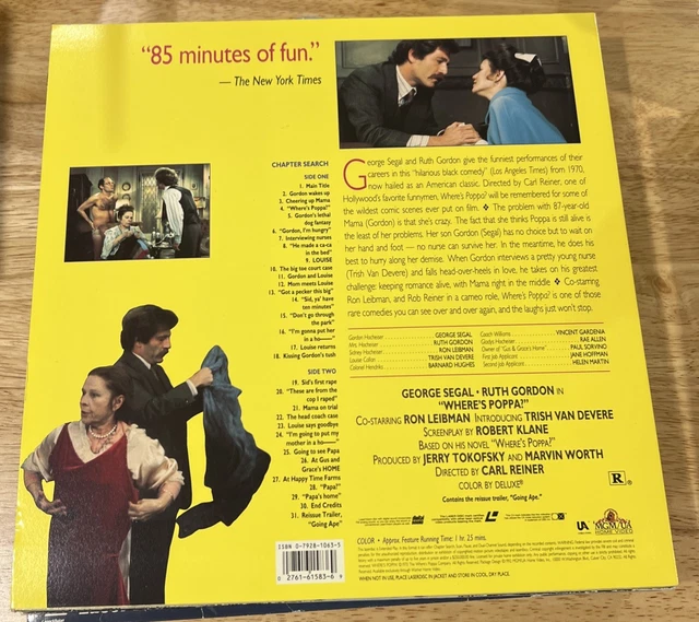 WHERE'S POPPA? LASERDISC LD George Segal Ruth Gordon Carl Reiner Paul ...