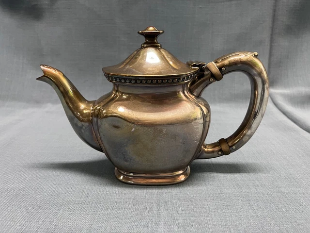 SMALL SILVER SOLDERED Teapot with Hinged Lid Reed and Barton 8 oz £15. ...