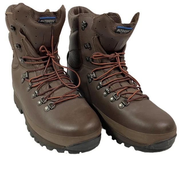 ALT-BERG 'DEFENDER' BROWN Leather Military Combat Hiking Boots UK 9 ...