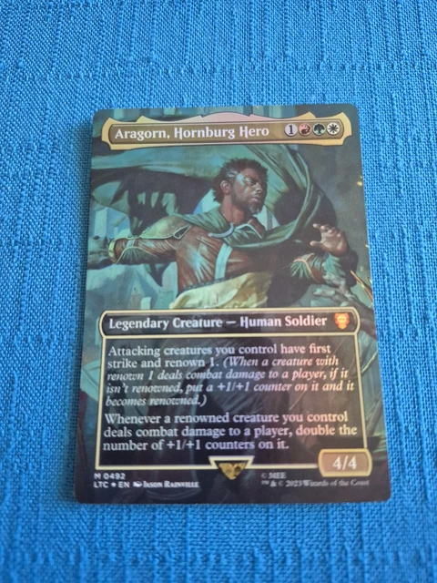 MTG LOTR ARAGORN Hornburg Hero #492 FOIL Commander Magic Gathering Lord ...