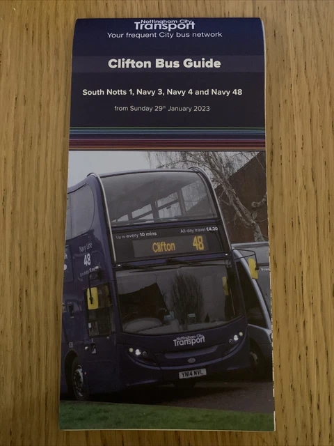 NOTTINGHAM CITY TRANSPORT Clifton Bus Guide timetable January 2023 ...