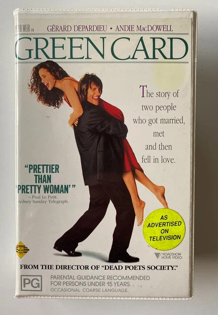 GREEN CARD [VHS] Roadshow Video 1990 Big Box Ex-Rental Tape Clamshell ...