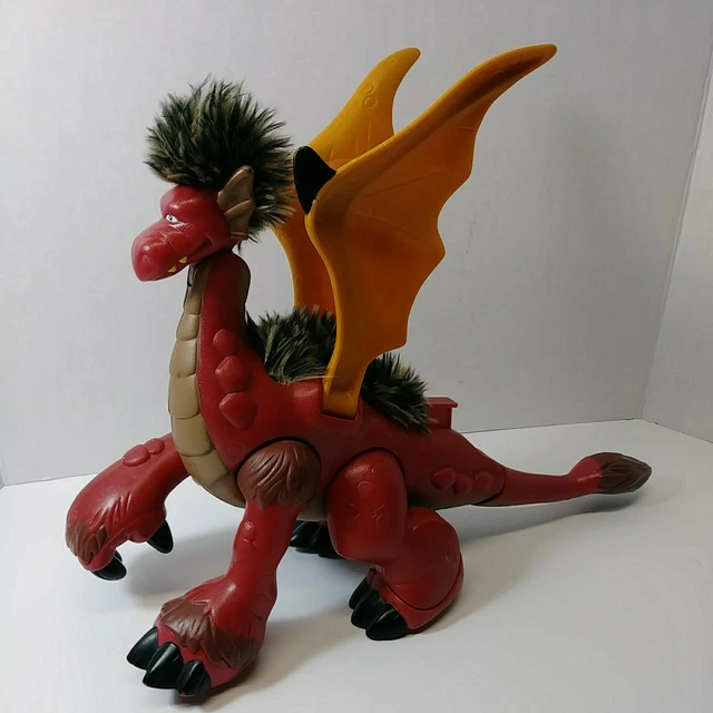 FISHER PRICE IMAGINEXT Red Furry Fur Roaring Stomping DRAGON Figure ...