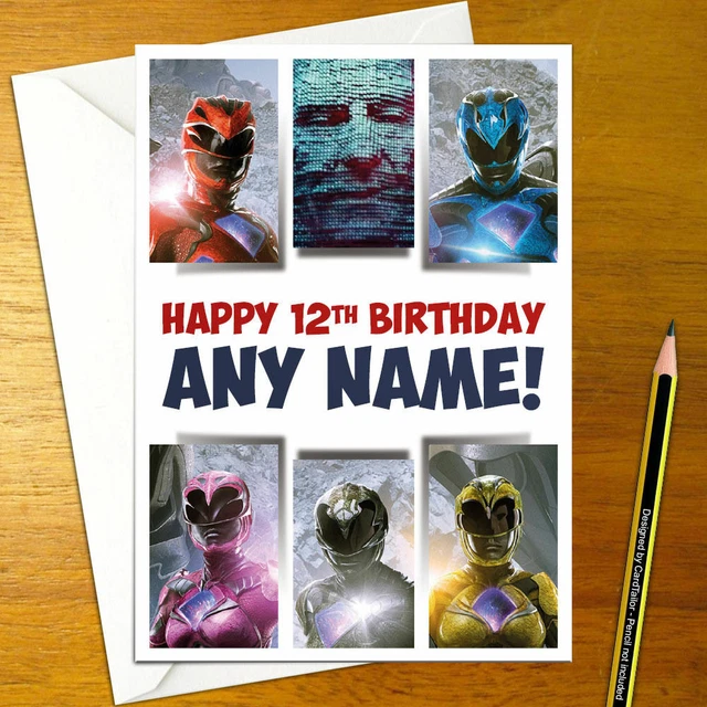 POWER RANGERS PERSONALISED Birthday Card - large A5 red blue morphing ...
