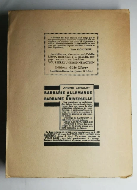 RARE LIVRE ANCIEN Le Crime D'obéir han Ryner édition L'idée Libre 1925 ...