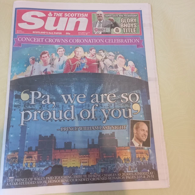 THE SCOTTISH SUN Newspaper 8th May 2023 - Coronation Concert - King ...