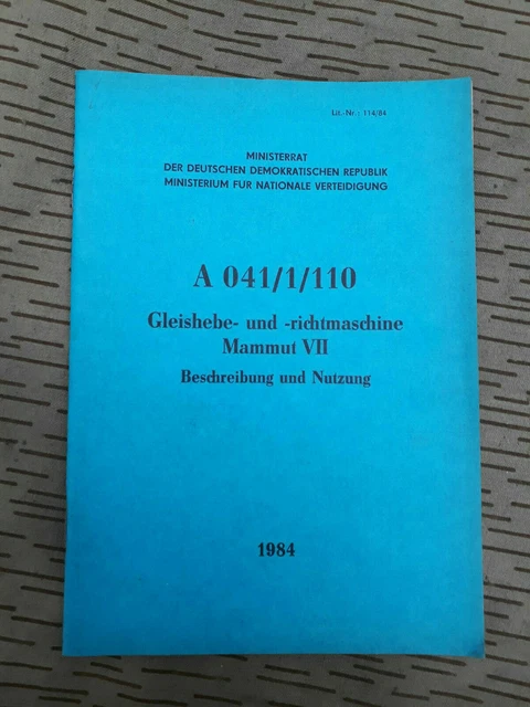 NVA VORSCHRIFT A 041/1/110 Gleishebe Und Richtmaschine Mammut EUR 14,99 ...