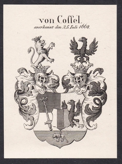 COFFEL WAPPEN BLASON Gravure Genealogie Heraldique 1820 EUR 15,18 ...