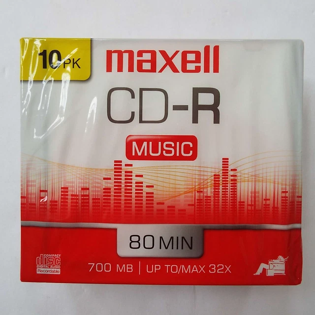 MAXELL 10 PACK CD-R Music 80 Minutes 700 MB 32X Compact Disc DIGITAL ...