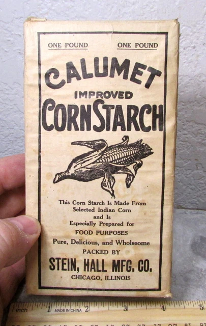 VINTAGE CALUMET VERY early RARE Corn Starch box, empty 1 pound box ...