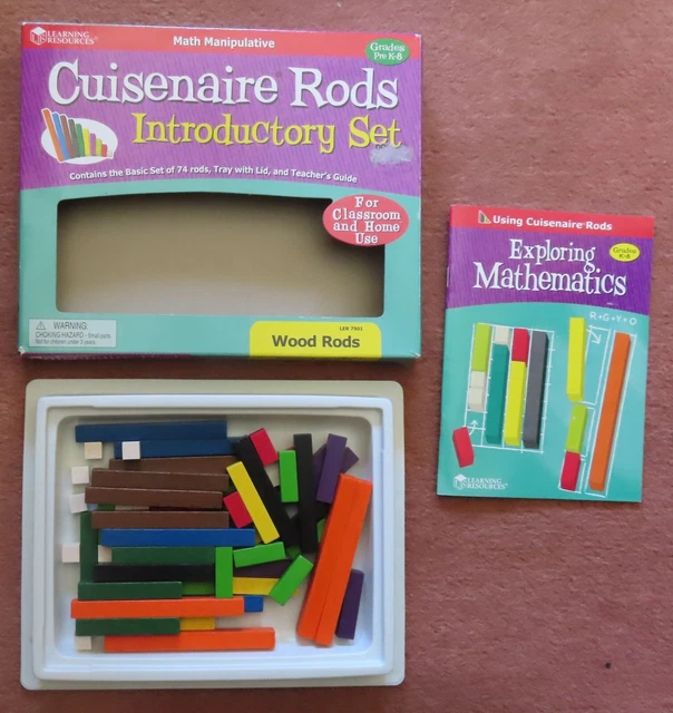 WOODEN EDUCATIONAL CUISENAIRE rods hands-on maths, full introductory ...