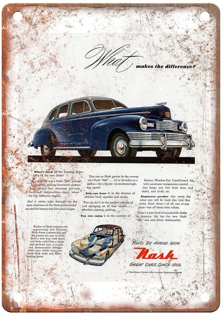 VINTAGE 1947 NASH Automobile Ad Retro Look Reproduction Metal Sign ...