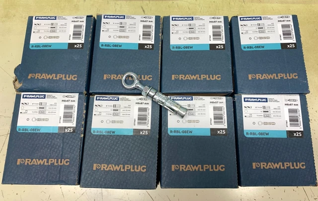 200X RAWLPLUG M8X87MM Heavy Duty Expanding Eyebolt Zinc Plated R-RBL ...