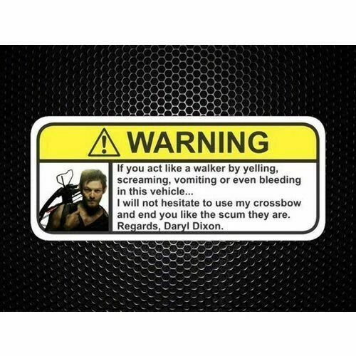 DARYL DIXON VISOR Warning Sticker Funny Humor Decal Dead Zombie $24.99 ...