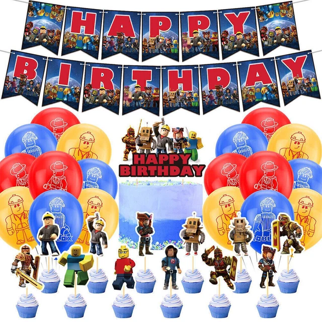 Roblox Balloons Happy Birthday Banners Bunting Cake Toppers Party