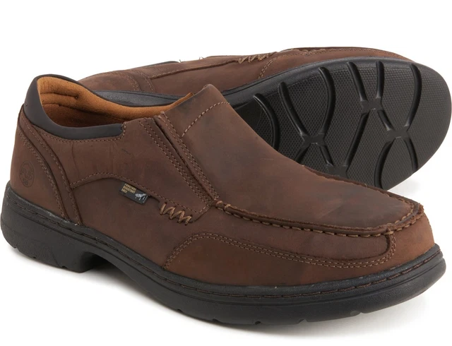TIMBERLAND PRO BRANSTON SlipOn Brown Leather Work Shoe Alloy Safety Toe ...