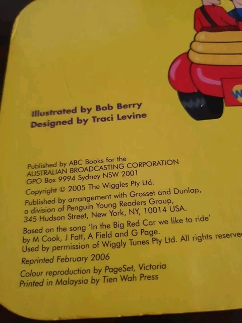 THE WIGGLES - Big Red Car Board Book 2006 ABC Books $9.00 - PicClick AU