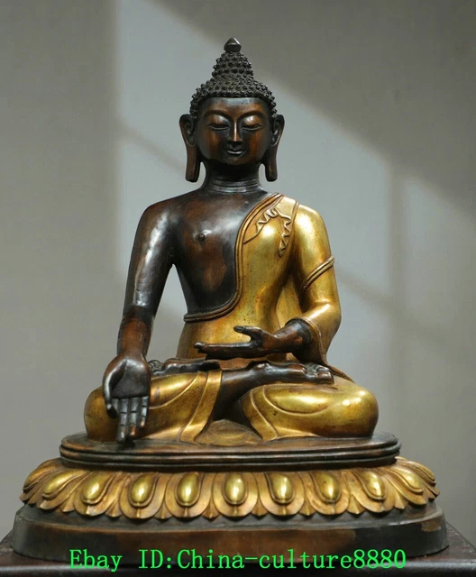 15.3 &VIEUX BOUDDHA tibétain en cuivre doré Shakyamuni EUR 762,00 - PicClick FR