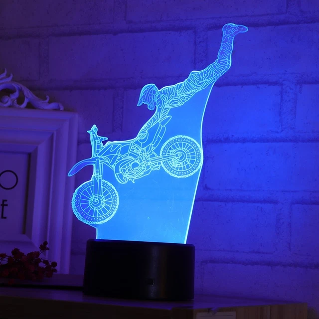 3D LED MOTORCYCLE Shape Visual Lamp Colorful Touch Control Lamp No ...