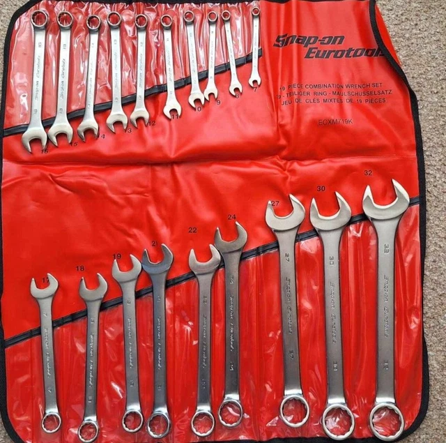 SNAP-ON EUROTOOLS 19PC Combination Spanner Set ECXM719K 7-32mm Great ...