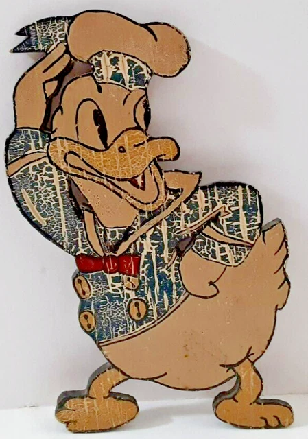 VINTAGE DONALD DUCK Wood Die Cut Wall Decor Plaque Painted Disney ...