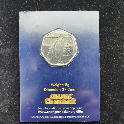 PLATINUM JUBILEE 50P COIN-HM QUEEN ELIZABETH II 2022 CHANGE CHECKER £9. ...