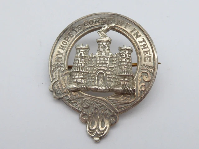 VINTAGE SCOTTISH SOLID Silver Scottish Clan Macdonald Brooch Edinburgh ...