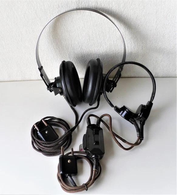 VERY RARE WW2 German Wehrmacht Panzer 1945 Headphones Dfh B 45+Throat ...
