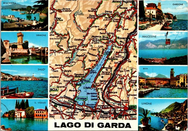 POSTCARD LAKE GARDA map map 1950s £7.32 - PicClick UK